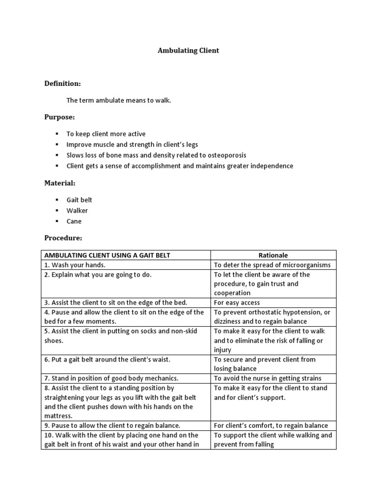 Ambulating Client | PDF | Walking | Foot