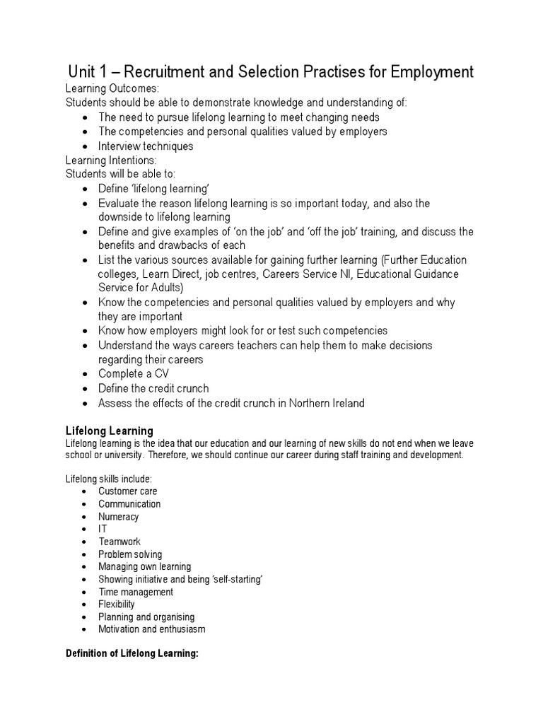 GCSE LLW Employability Notes | PDF | Employment | Discrimination