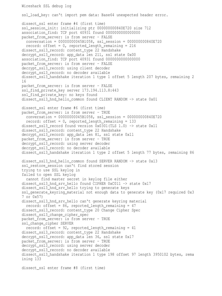 Wireshark SSL Debug Log | PDF | Transport Layer Security | Transmission ...