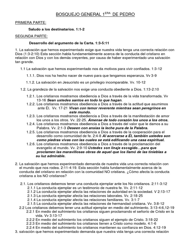 Bosquejo General 1era de Pedro | PDF | Salvación | Religiones religiosas
