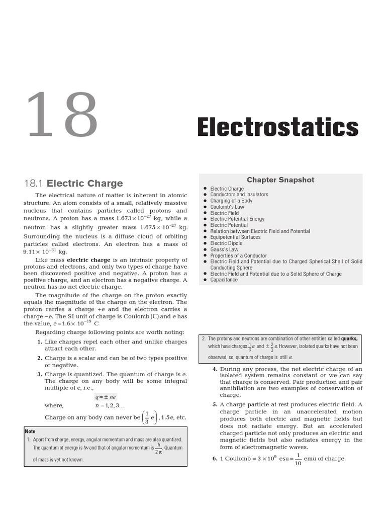 Electrostatics: 18.1 Electric Charge | PDF | Electric Charge | Electron