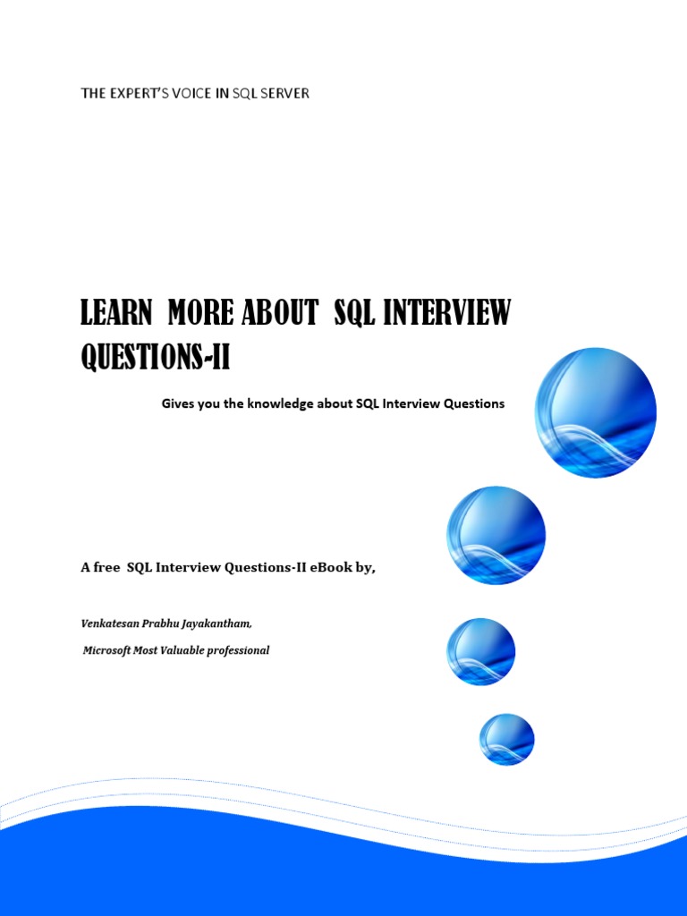 Learn More About SQL Interview Questions-Ii: The Expert'S Voice in SQL ...