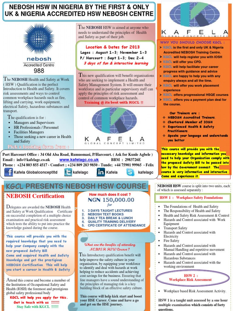 HSW | Occupational Safety And Health | Safety