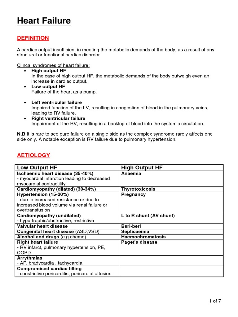 Heart Failure: Low Output HF High Output HF | PDF | Heart Failure | Heart