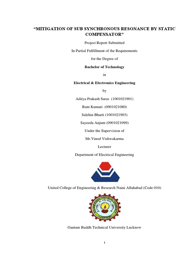 Mitigation Of Sub Synchronous Resonance By Static Compensator Pdf Control Theory Electric