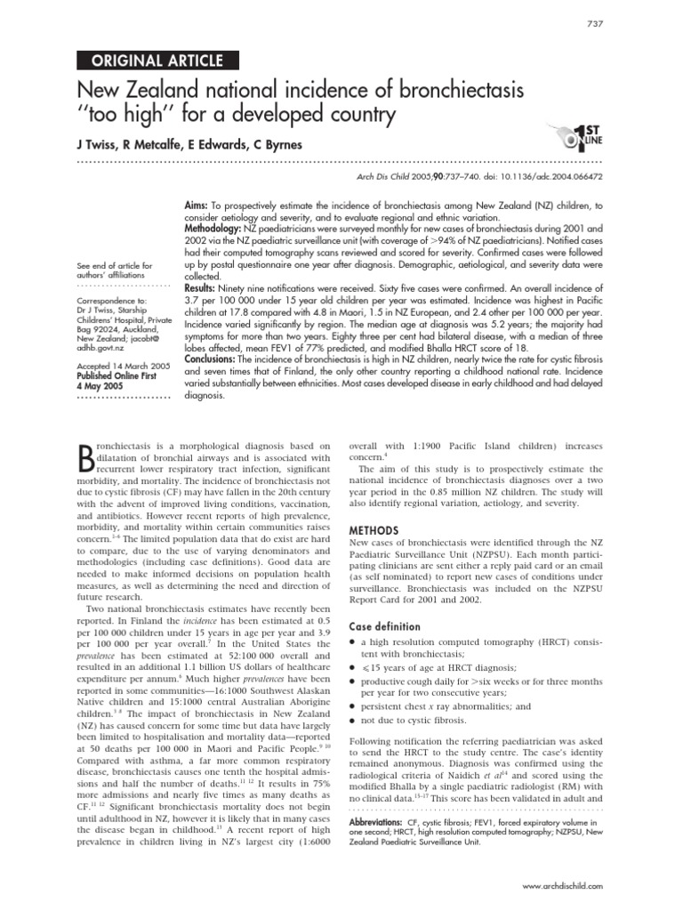 High Bronchiectasis Incidence in NZ Kids | PDF | Health Sciences ...