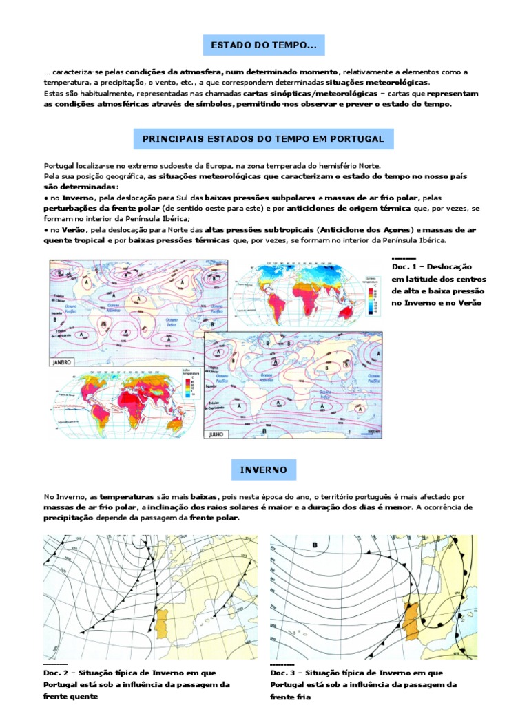 Estados do Tempo em Portugal | PDF | Clima | Portugal
