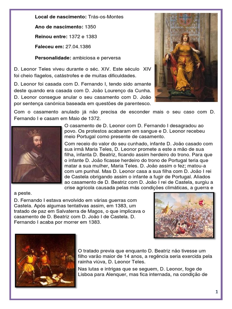 Biografia de D.leonor Teles | PDF | Tumultos