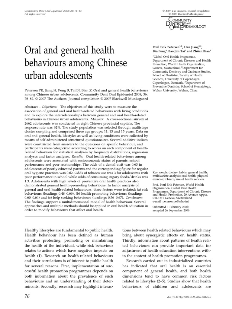 Oral Health Chinese | PDF | Hygiene | Behavior