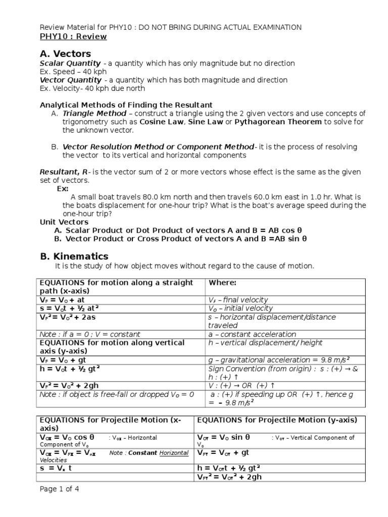 Physics Reviewer | PDF | Euclidean Vector | Space