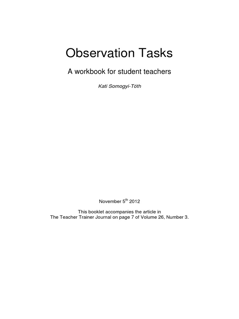 Observation Tasks | PDF | Classroom | Teachers