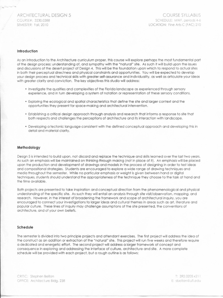 Design 5: Architectural Course Syllabus | PDF | Perception | Design