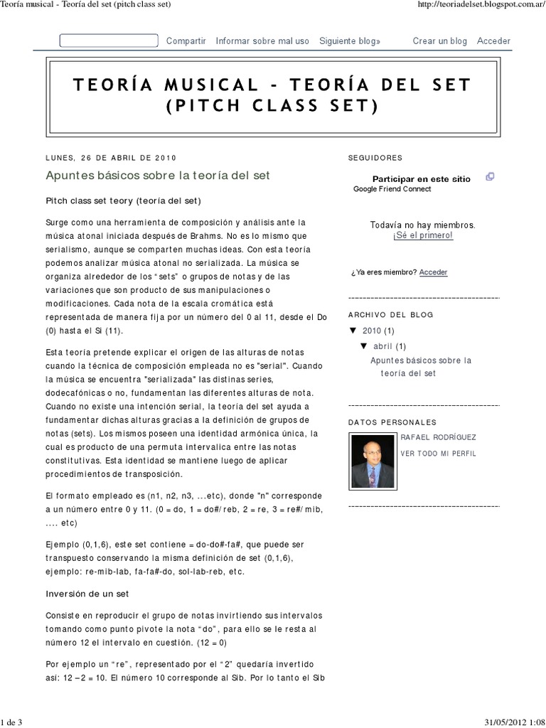 Introducción a la teoría del set musical | PDF | Composiciones ...