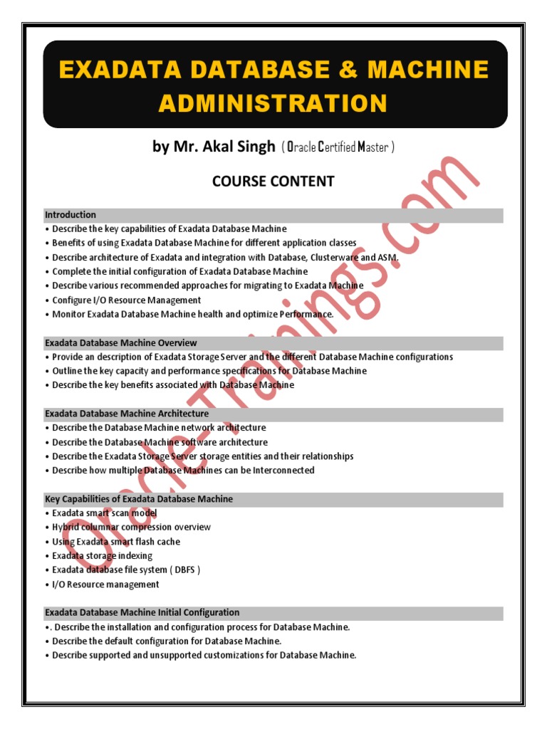 Exadata Database & Machine Administration: by Mr. Akal Singh | PDF | Information Retrieval ...