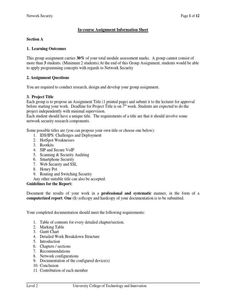 In-Course Assignment Information Sheet Section A 1. Learning Outcomes ...