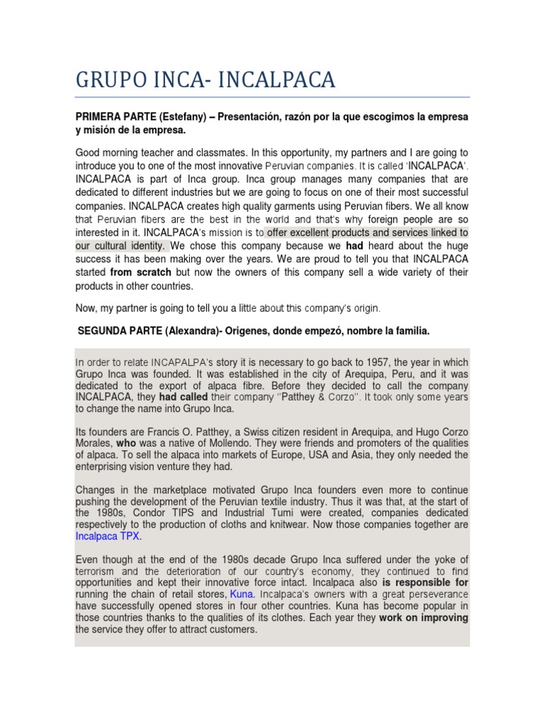 Grupo Inca | PDF | Peru | Economies