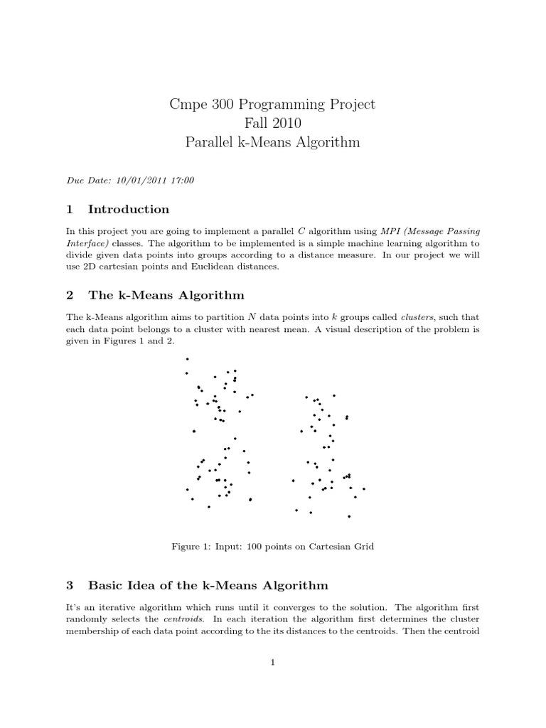Cmpe 300 Programming Project Fall 2010 Parallel K-Means Algorithm | PDF | Cluster Analysis ...