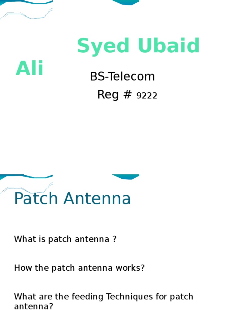 Syed Ubaid Ali: BS-Telecom Reg # | PDF | Telecommunications Engineering | Materials Science