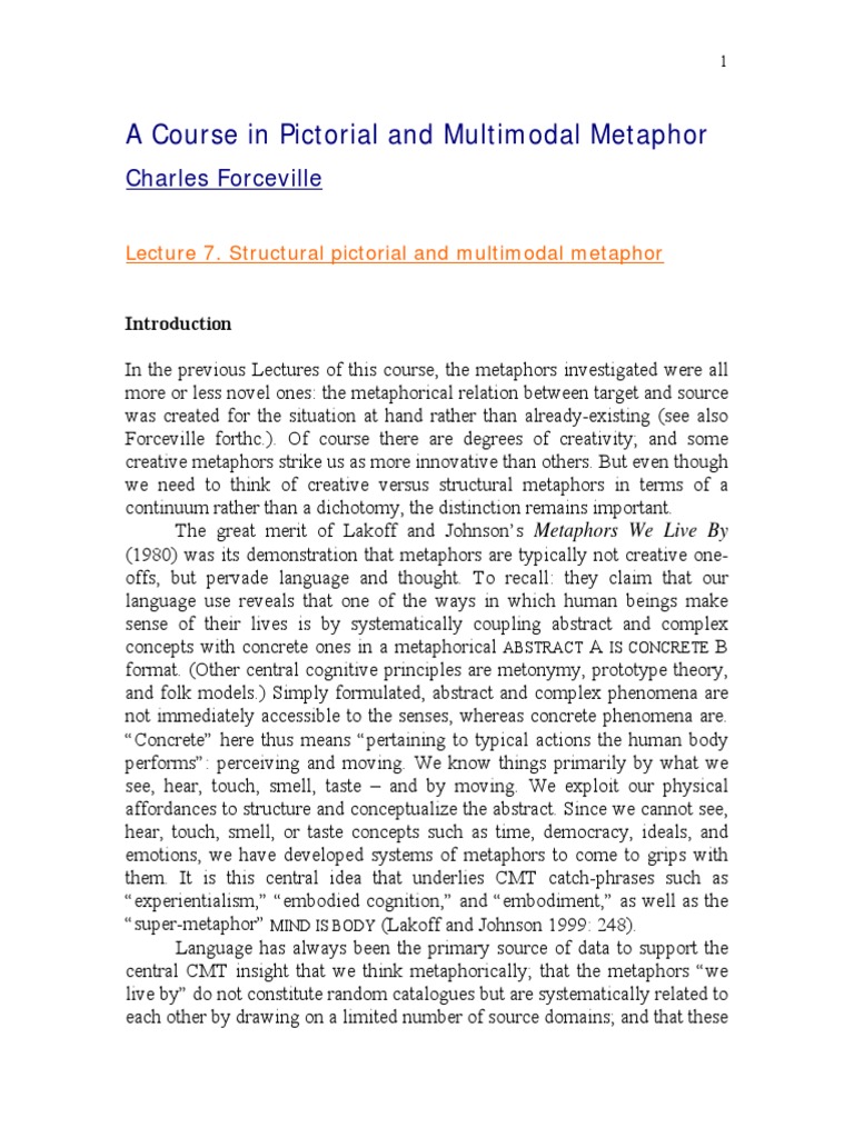 A Course in Pictorial and Multimodal Metaphor: Charles Forceville | PDF ...