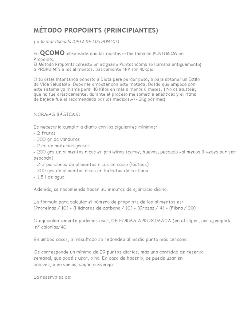 Guía Básica de la Dieta Propoints | PDF | Fritura | Alimentos