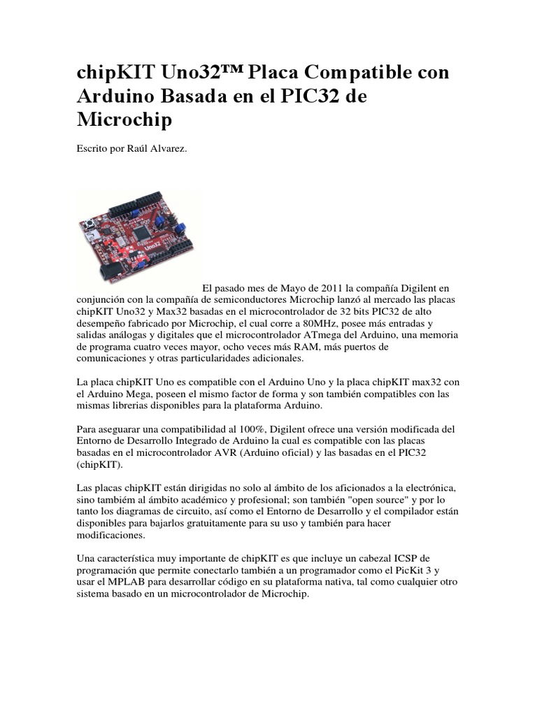 chipKIT Uno32 | PDF | Arduino | Microcontrolador