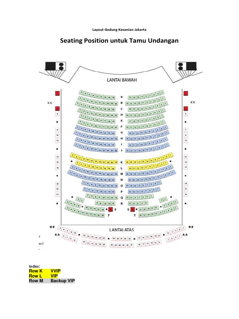 Seating Position Untuk Tamu Undangan: Layout Gedung Kesenian Jakarta | PDF