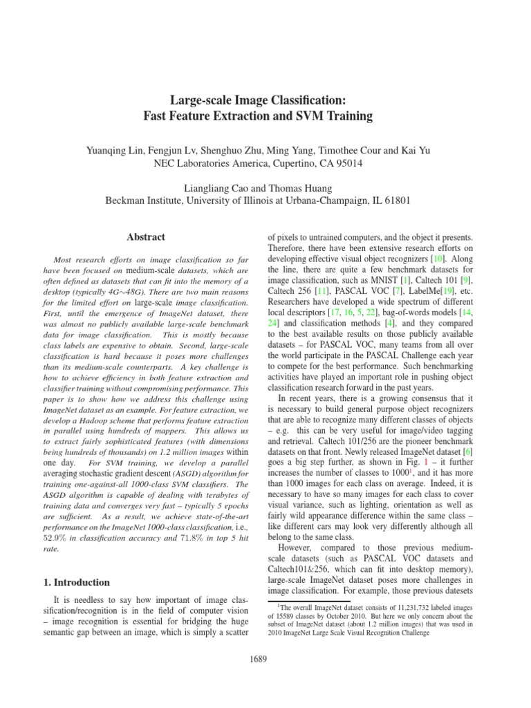 Large-Scale Image Classification | PDF | Support Vector Machine | Apache Hadoop