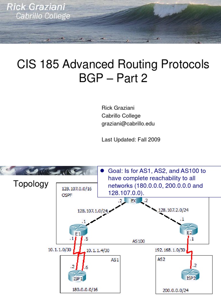 Cis185 BSCI Lecture8 BGP Part2 | PDF | Routing | Router (Computing)