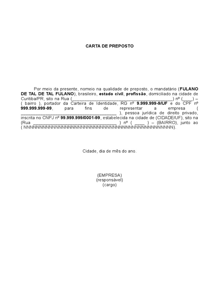 Carta Preposto | PDF