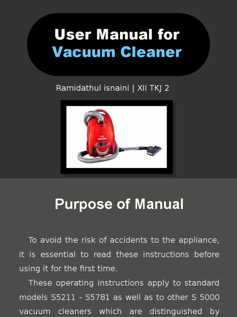 User Manual For: Vacuum Cleaner | PDF | Business | Technology & Engineering