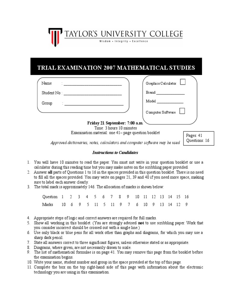 2007 Trial Papers | PDF | Teaching Methods & Materials | Science & Mathematics