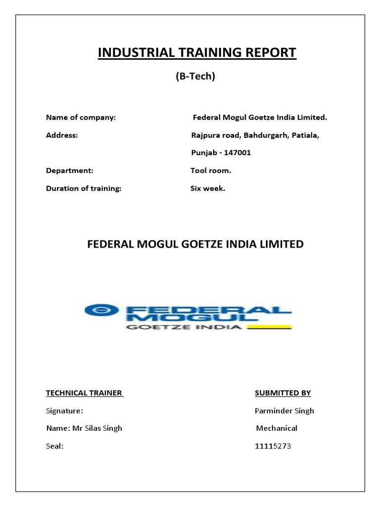 Industrial Training Report | PDF | Casting (Metalworking) | Metalworking