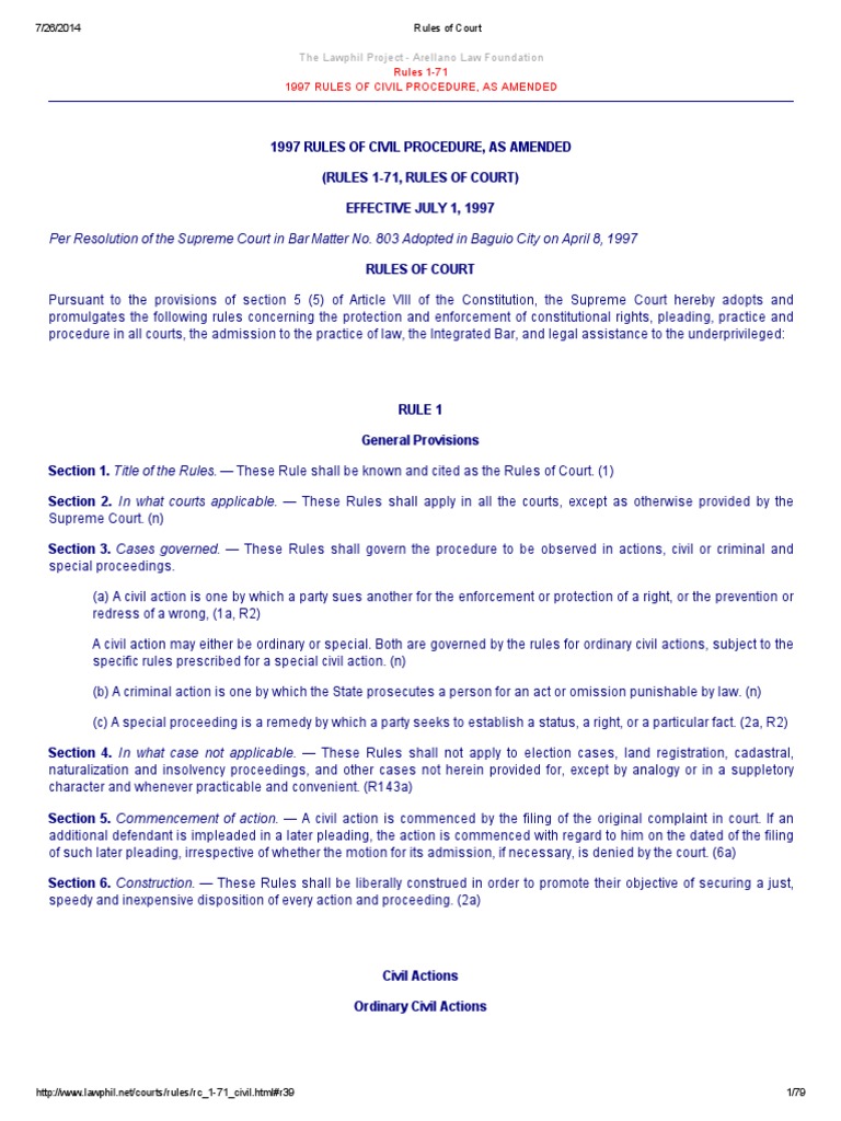 Rules of Court | PDF | Pleading | Lawsuit