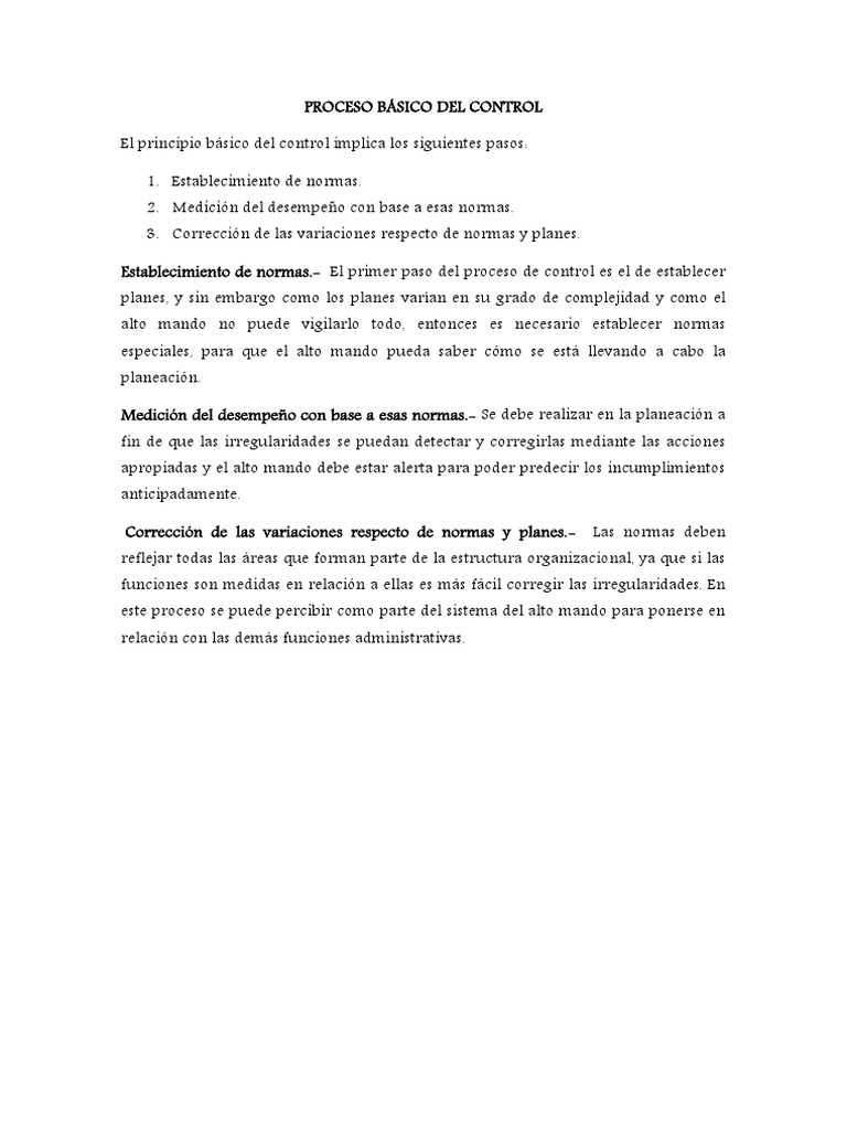 Proceso Básico Del Control | PDF