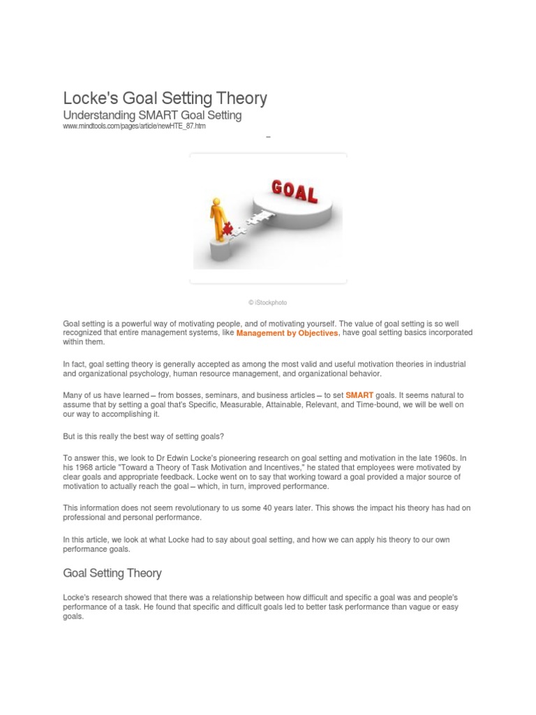Lockes Goal Setting Theory | PDF | Goal Setting | Goal