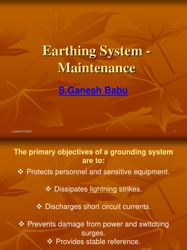2 Earthing System - Maintenance | PDF | Electric Current | Force