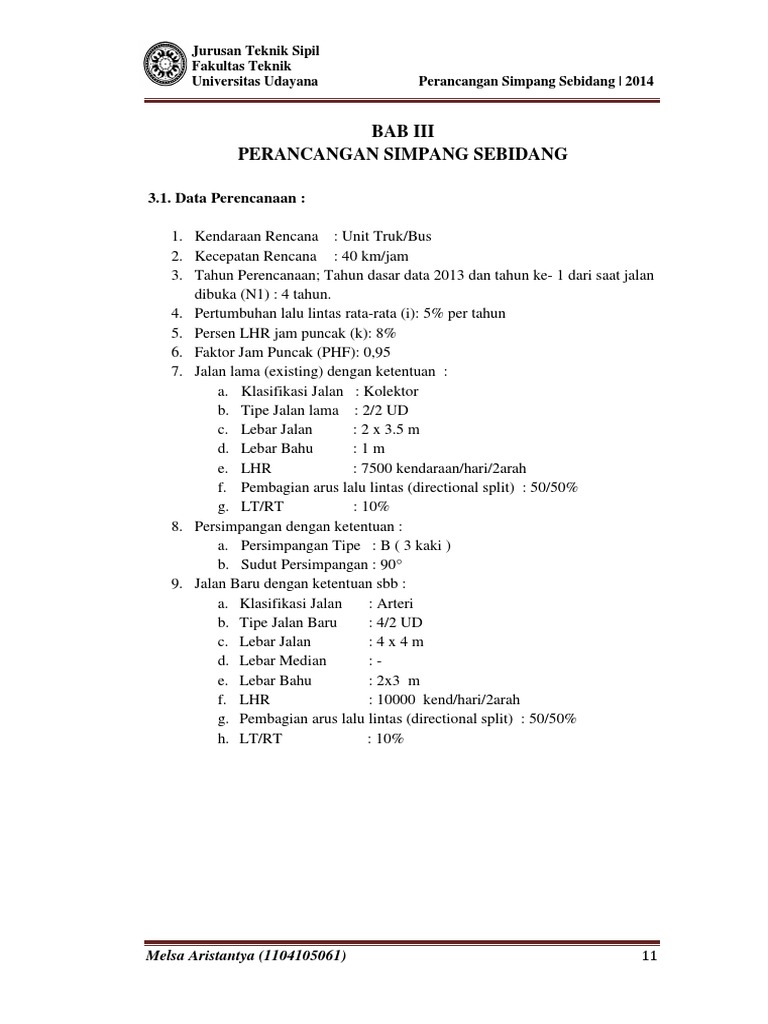 Perancangan Simpang Sebidang | PDF