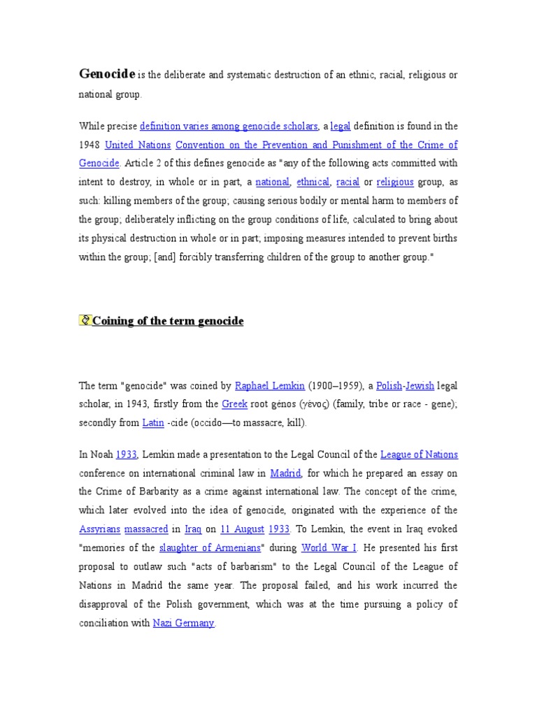 Project Work On Genocide | PDF | Genocides | Crime & Violence