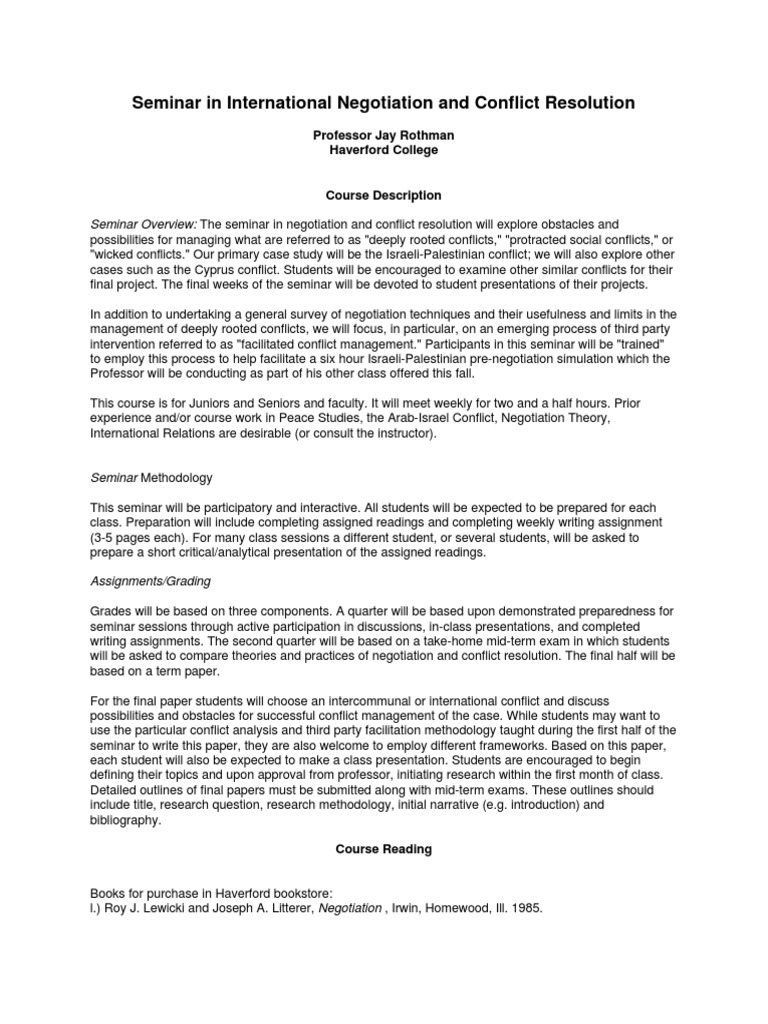 Negotiation and Conflict Resolution | PDF | Conflict Resolution ...