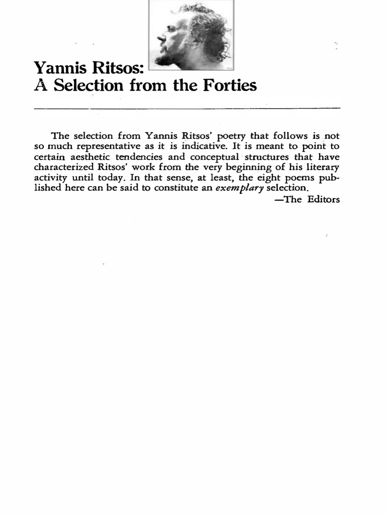 Yannis Ritsos-Yannis Ritsos - A Selection From The Forties (1978) | PDF ...