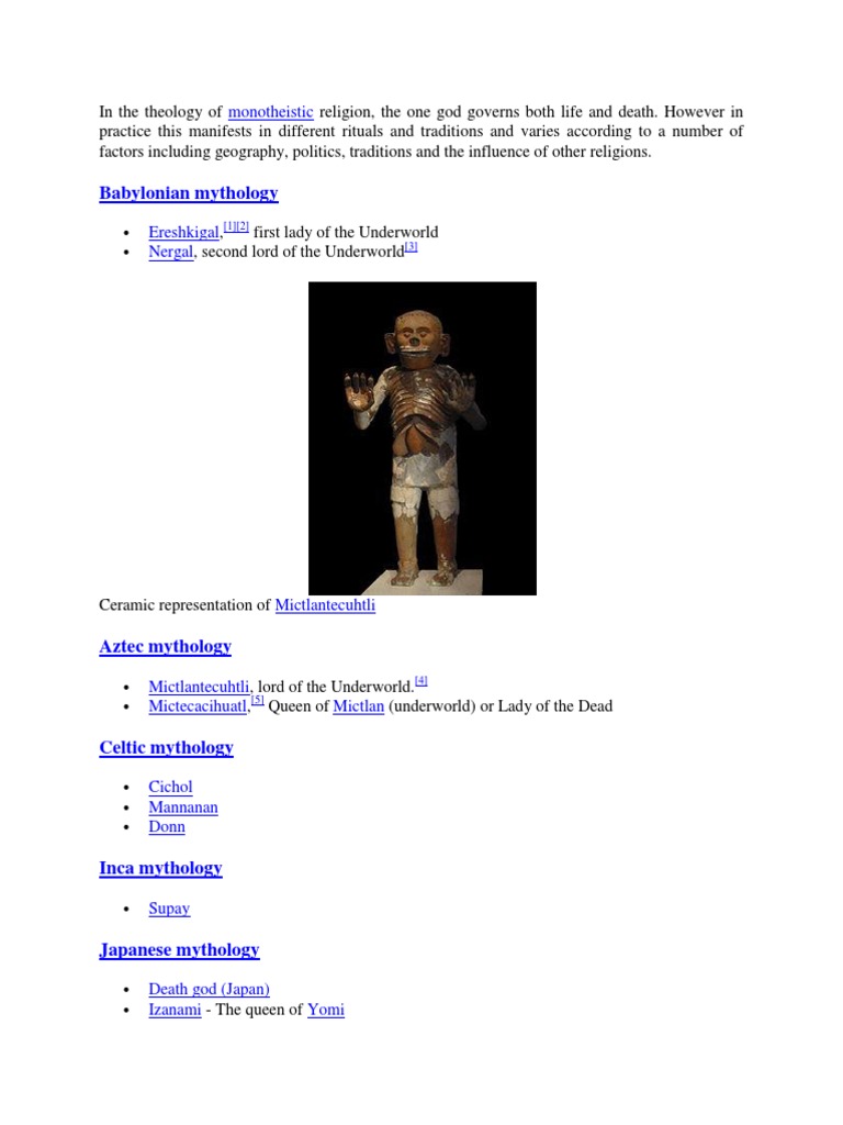 Death Gods List | PDF | Greek Underworld | Hades