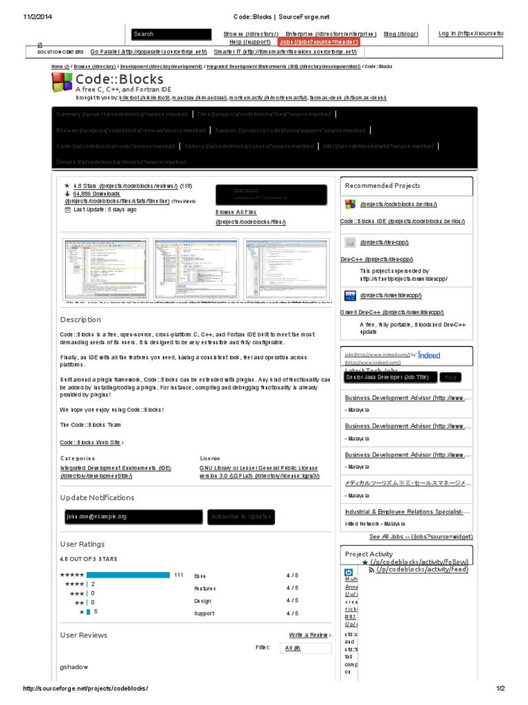 Code Blocks SourceForge | PDF | Free Software | Software Engineering