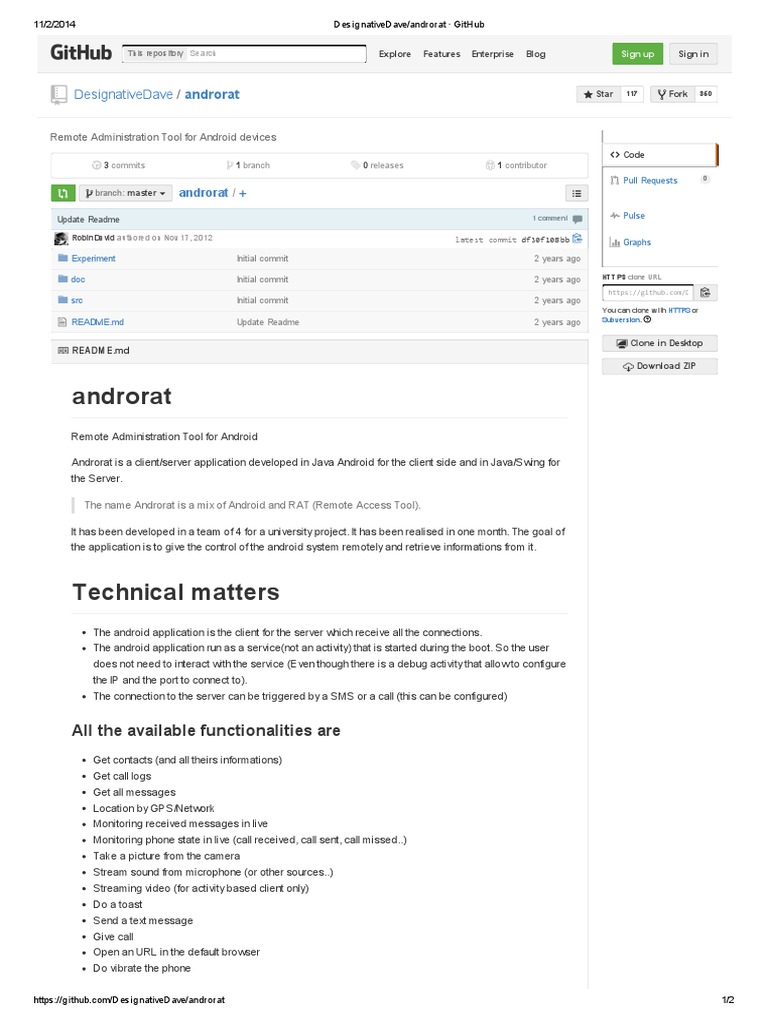 DesignativeDave - Androrat GitHub | PDF | Android (Operating System) | Server (Computing)