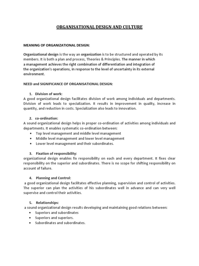 Organisational Design and Culture | PDF | Organizational Structure ...