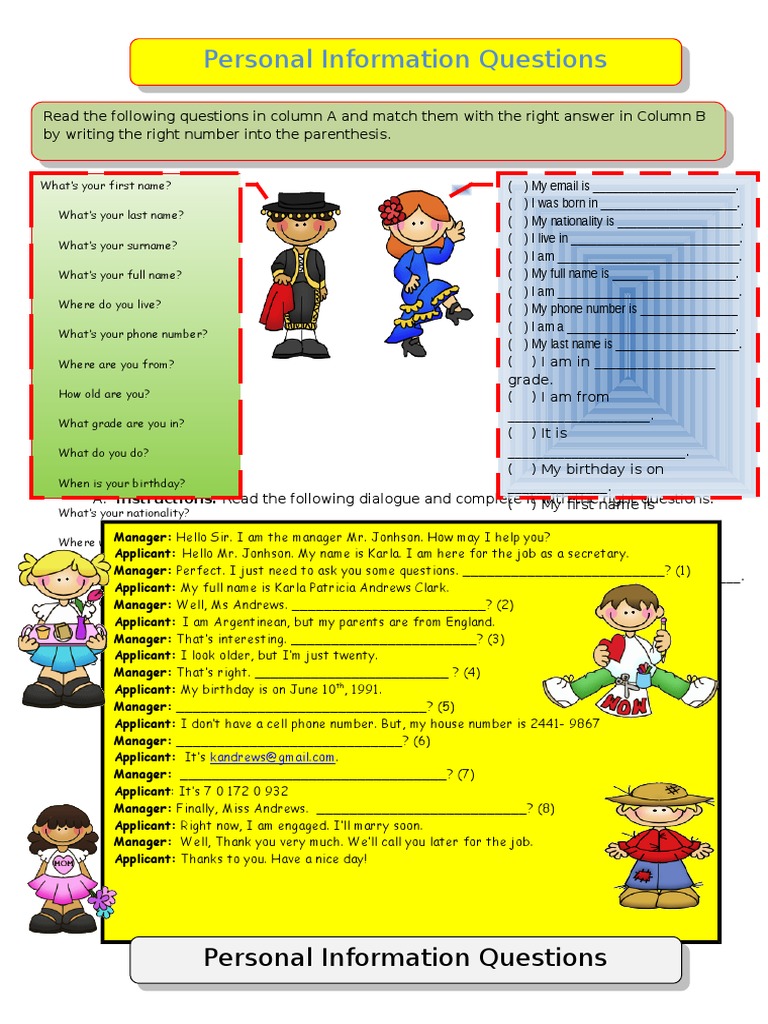 Personal Information Dialogue Practice | PDF | Language Arts & Discipline
