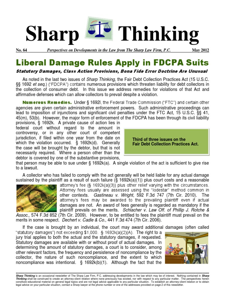 03 Liberal Damage Rules Apply in FDCPA Suits | PDF | Lawsuit | Damages