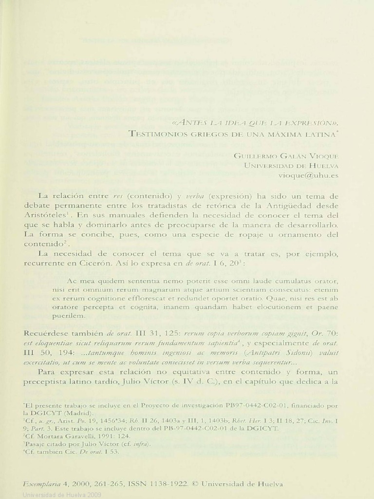 Rem Tene Verba Sequentur - GALÁN VIOQUE, G. (2000) | PDF | Retórica | latín