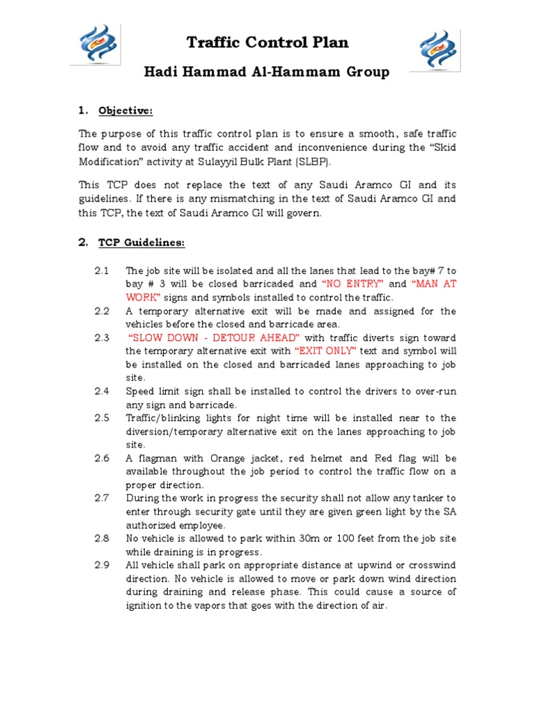Traffic Control Plan | PDF | Traffic | Road Transport