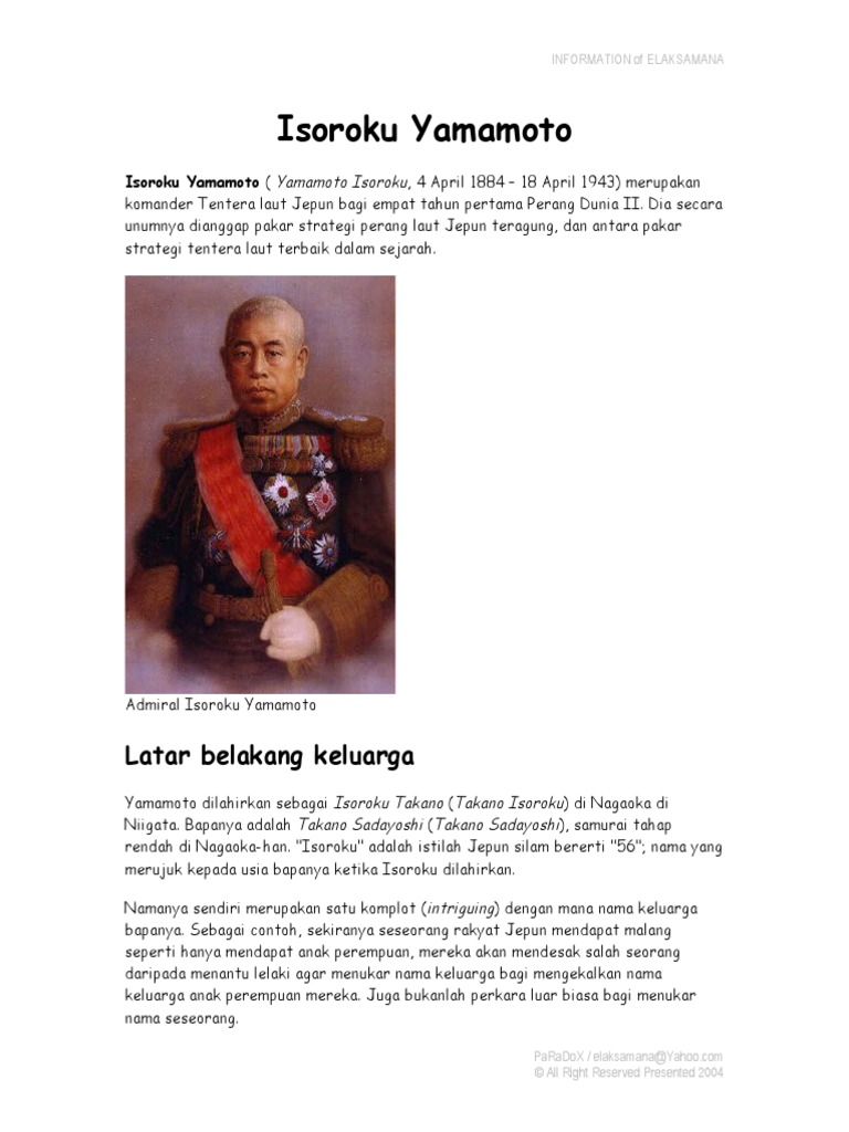 Biodata Isoroku Yamamoto | PDF