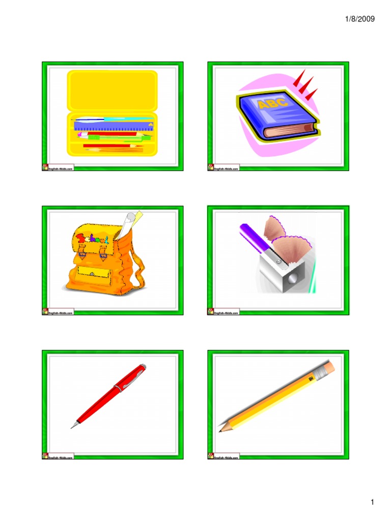 School Supplies Flashcards | PDF